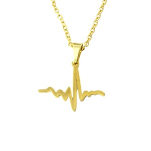 Chain Stainless Steel Heartbeat Heart Pulse Electrocardiogram Pendant ...