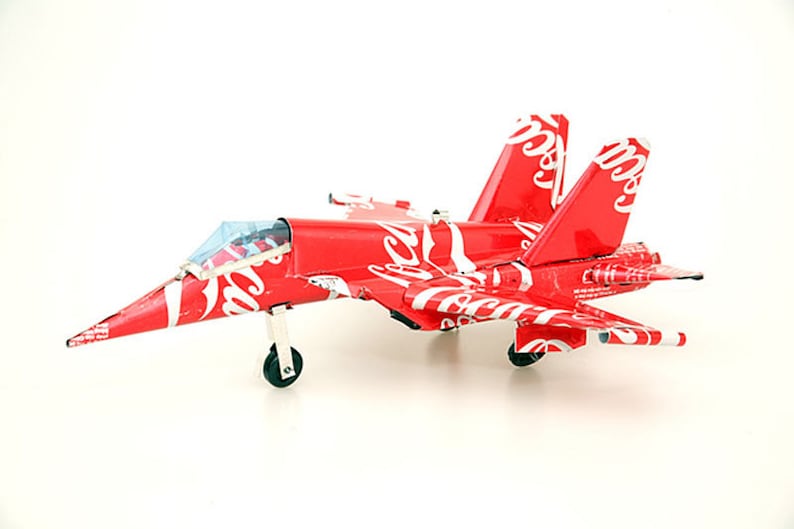 Recycled Tin Can Model: Coke / Coca-cola Fighter Plane | Etsy