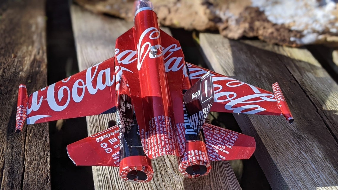 Recycled Tin Can Model: Coke / Coca-cola Zero Fighter Plane - Etsy