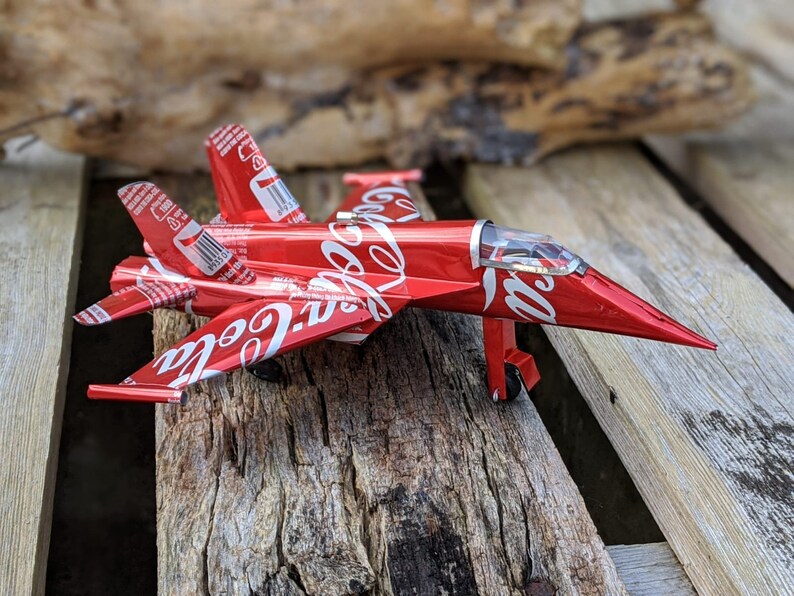 Recycled Tin Can Model: Coke / Coca-cola Fighter Plane | Etsy