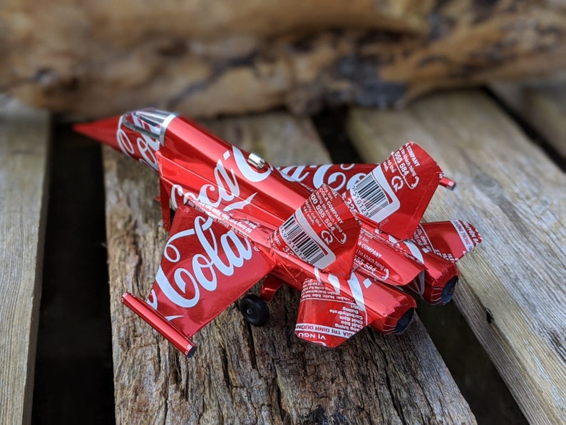 Recycled Tin Can Model: Coke / Coca-cola Fighter Plane | Etsy