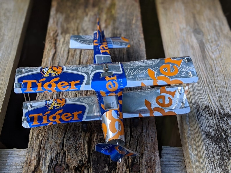 Recycled Tin Can Model: Tiger Beer Bi-plane - Etsy