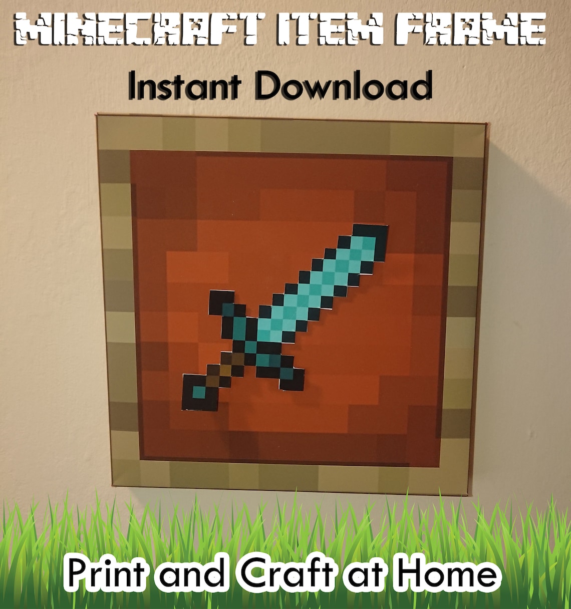 MINECRAFT Printable Craftable ITEM FRAME Print at Home - Etsy