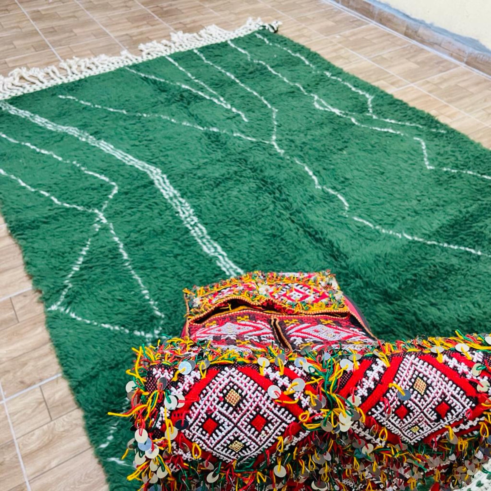 Moroccan Green Rug Berber Rug Handmade Rug Moroccan Area Rug Morocco ...