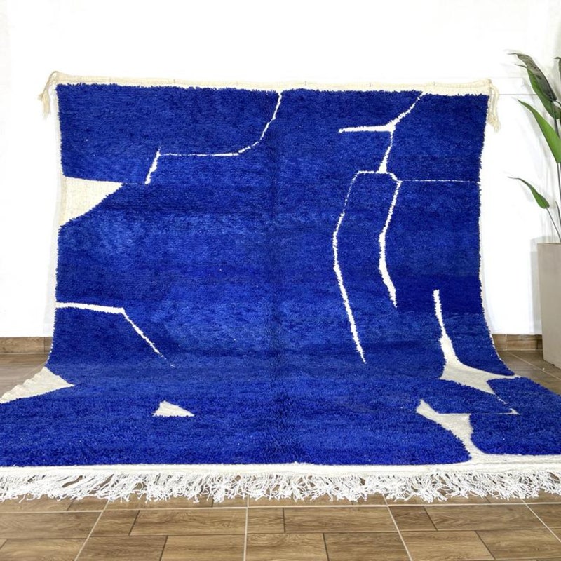 Navy Blue Wool Floor Rug - Etsy