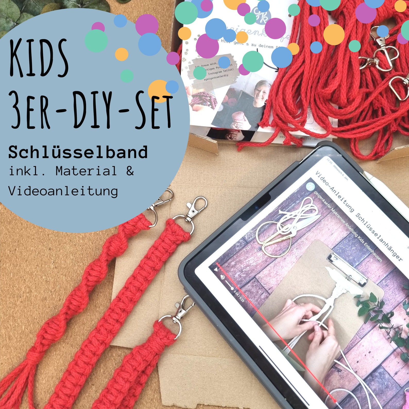Bastelset Kinder Makramee DIY Set|3er Makramee Set Schlüsselanhänger ...