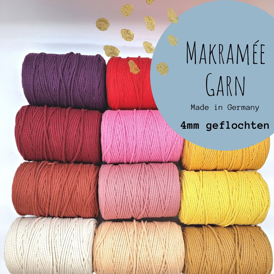Makramee Garn 200m, 4mm geflochten | Makramee Baumwollgarn, Knüpfwolle ...