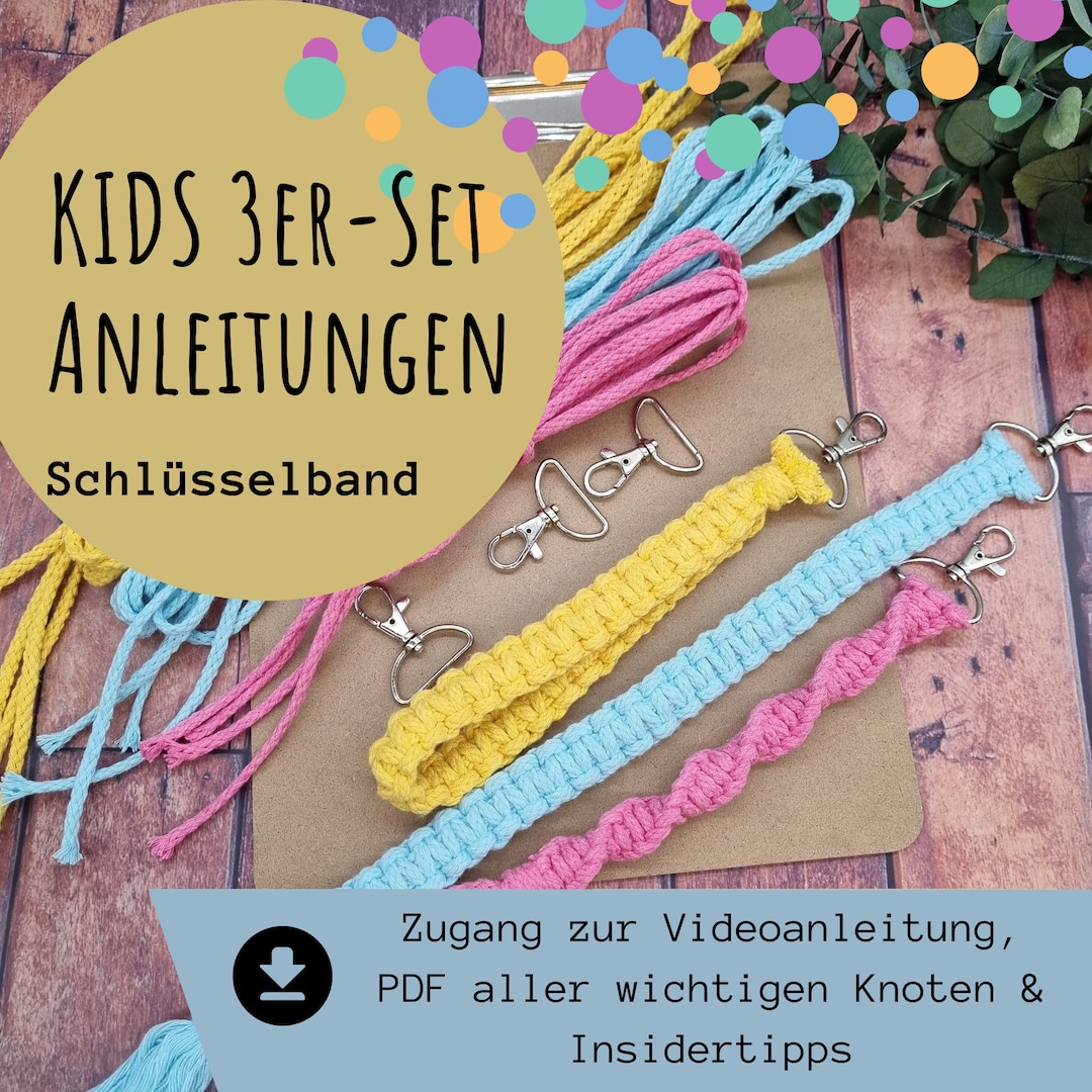 Macrame Craft Kit Kids | Macrame Keychain Tutorial Video | Set of 3 ...