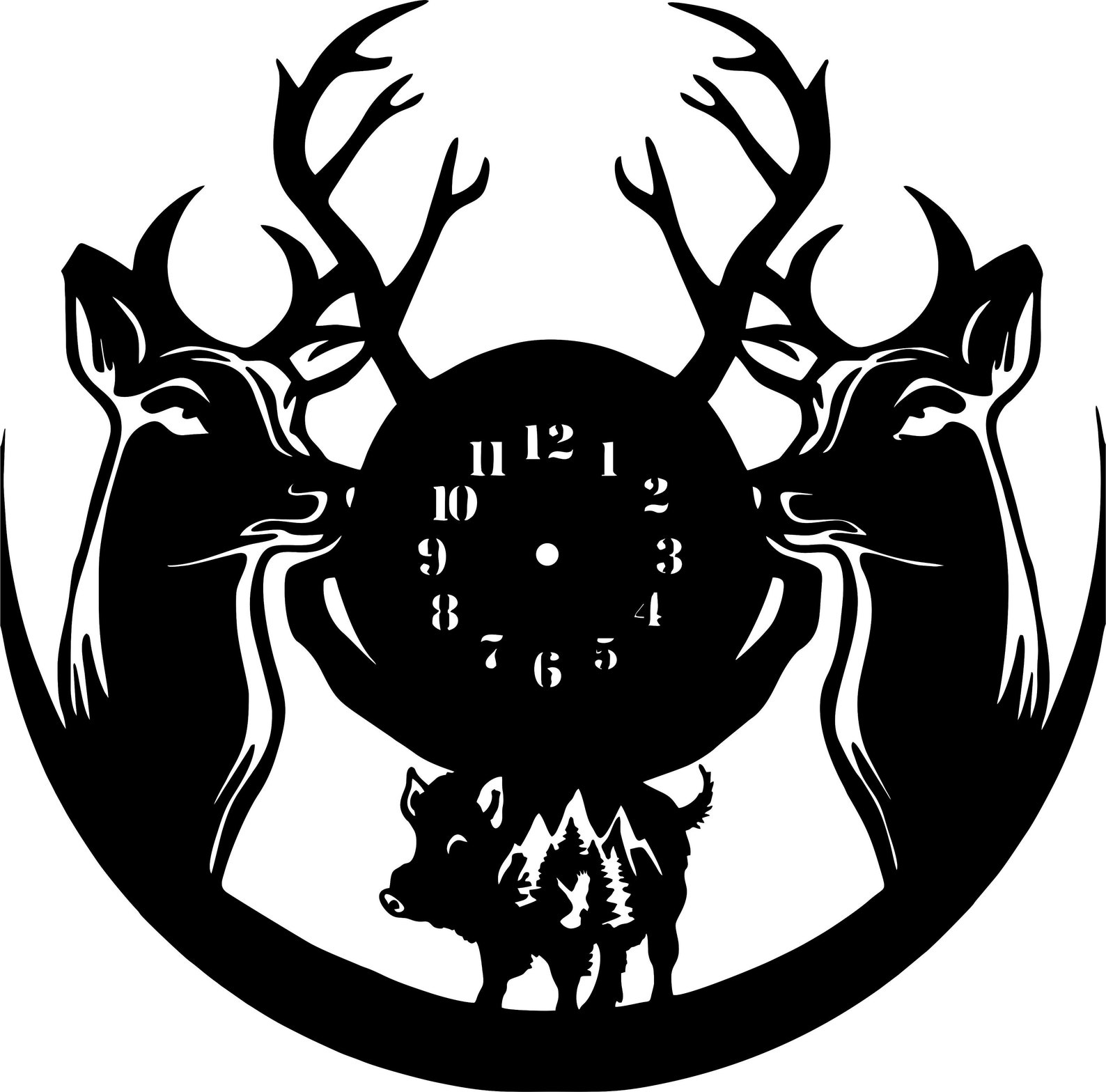 Deer Wall Clock. CDR File - Etsy