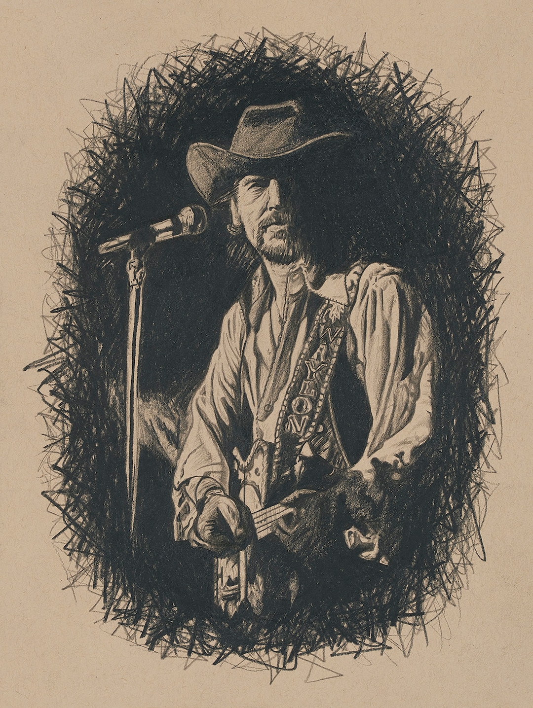 Watasha - Waylon Jennings Portrait - Etsy