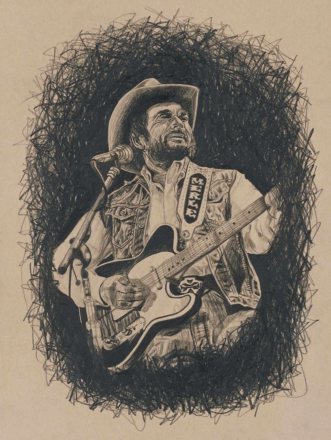 Hag - Merle Haggard Portrait - Etsy