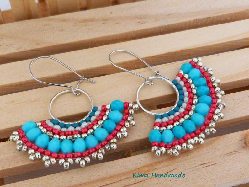 Pendientes abanico aretes bohemios aretes que cuelgan - Etsy España
