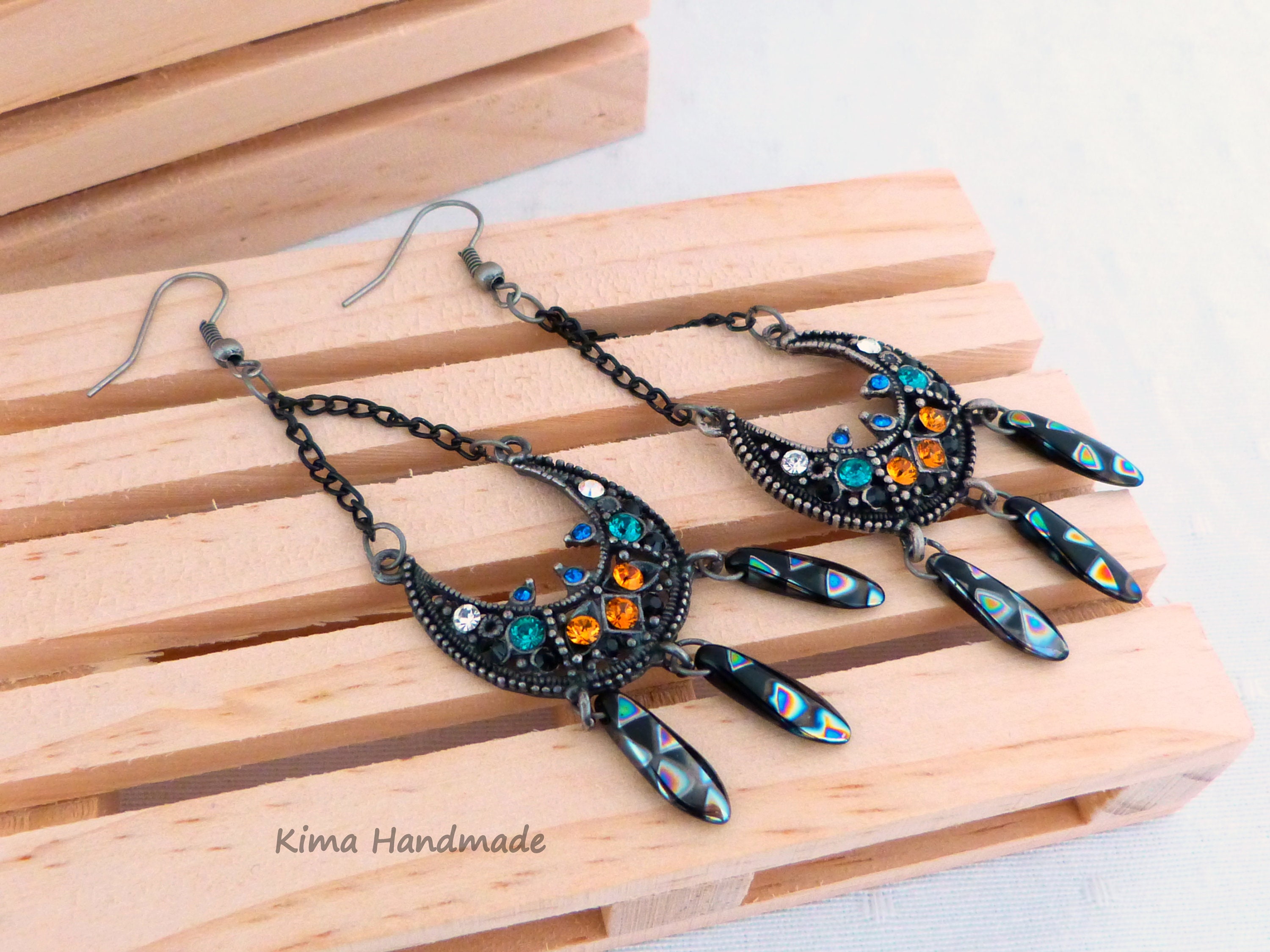 Pendientes chandelier aretes bohemios aretes boho hippie - Etsy España