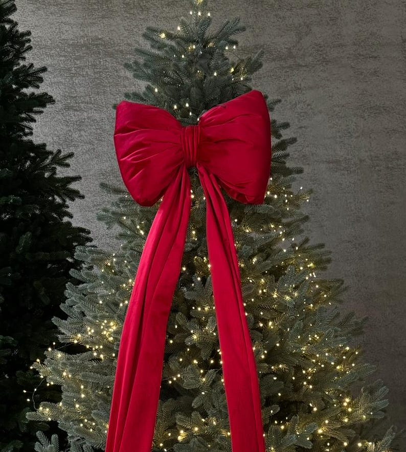 Velvet Christmas Bow – Large Tree Topper, Wedding Party & Holiday ...