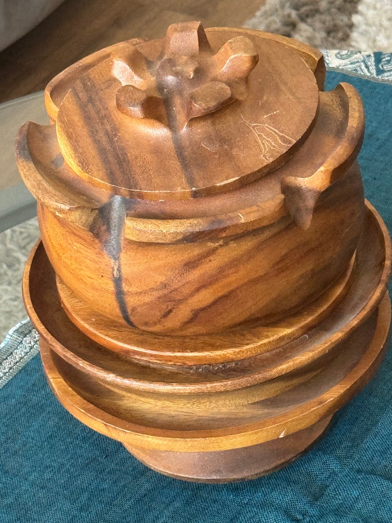 Vintage Rotating Monkey Pod Wood Server - Etsy