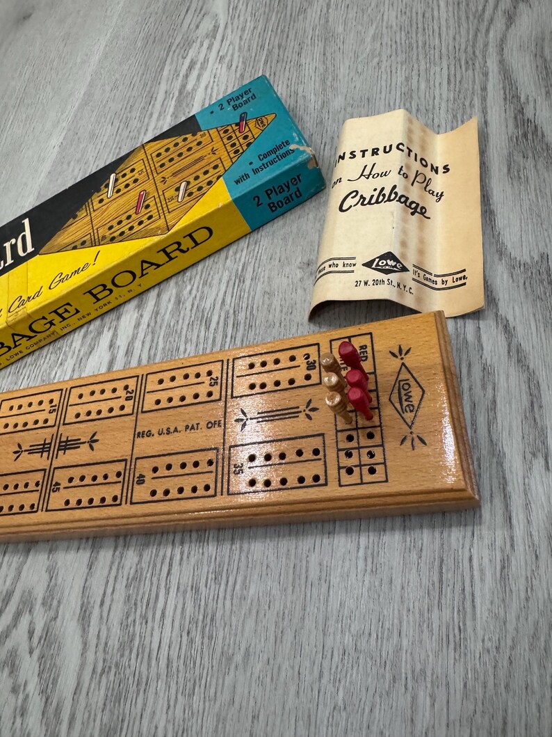 Vintage Wooden CRIBBAGE BOARD With Wood Pegs by LOWE - Etsy