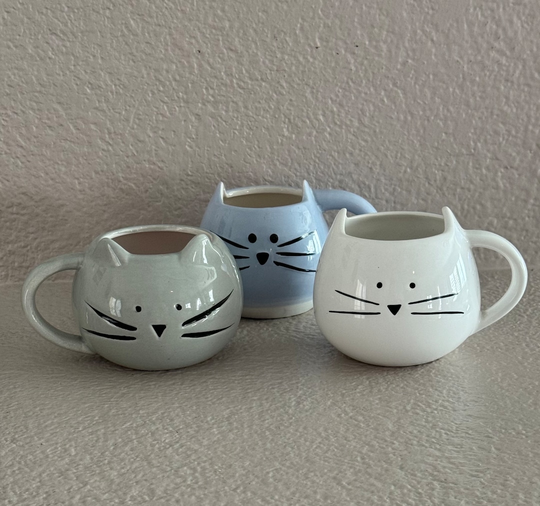 Adorable Cat Face Mug Trio - Etsy