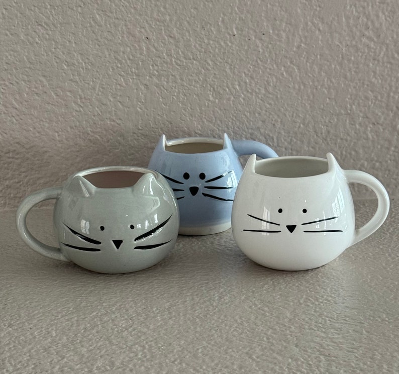 Adorable Cat Face Mug Trio - Etsy