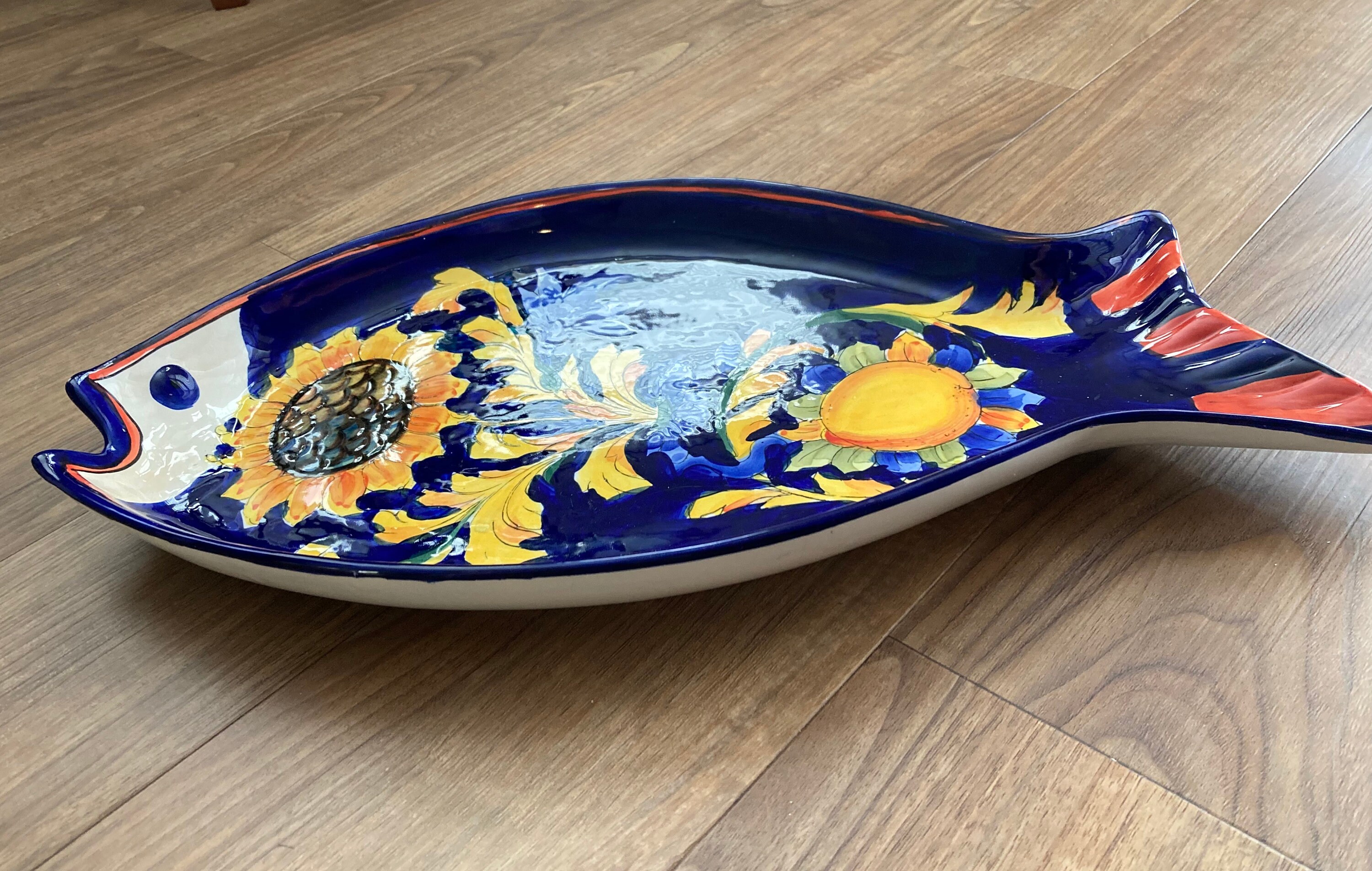 Tuscan Lemon Sunflower Fish Platter - Etsy