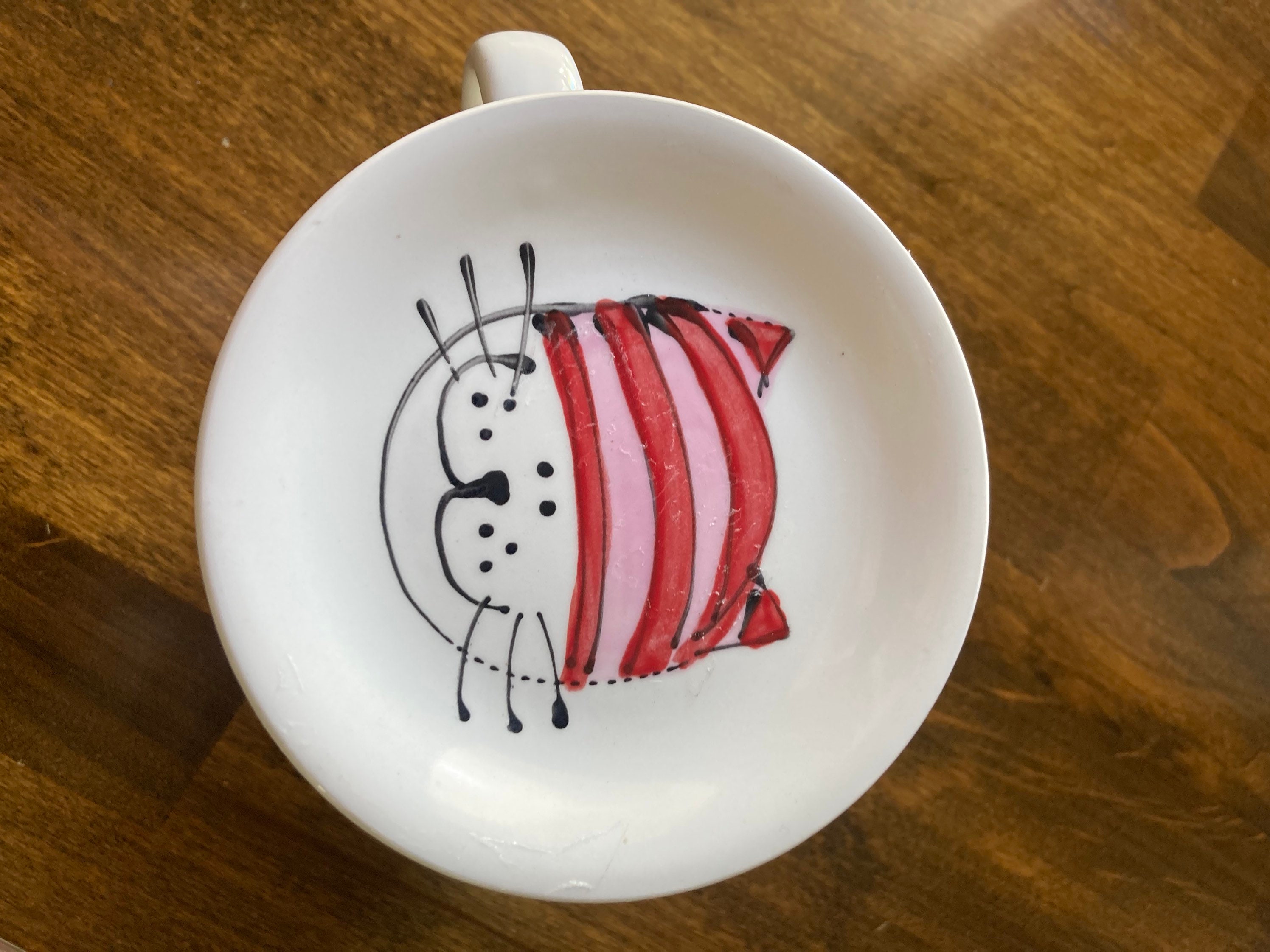 Quirky Vintage Hand Painted Kitten Mug W/lid - Etsy
