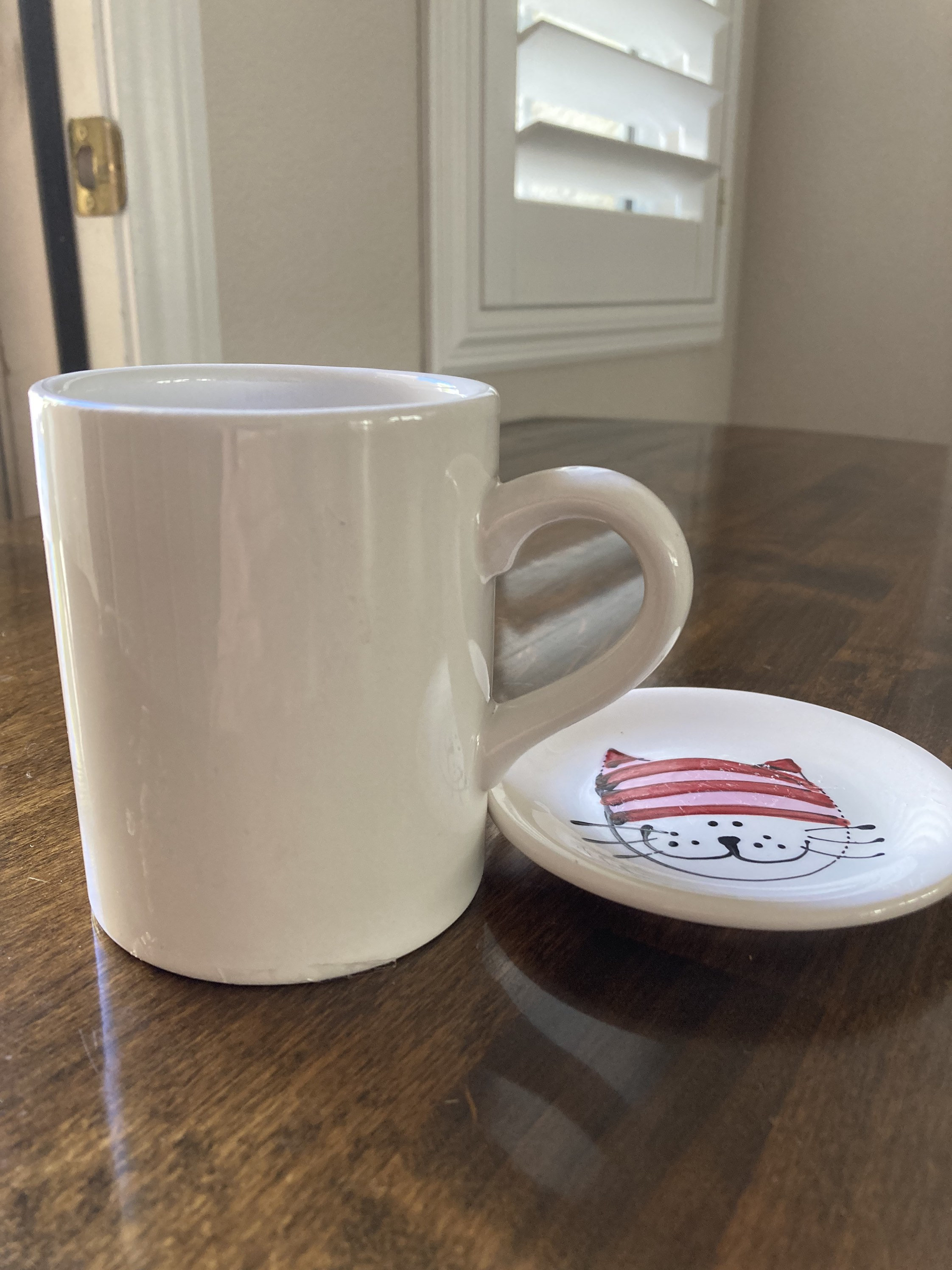 Quirky Vintage Hand Painted Kitten Mug W/lid - Etsy