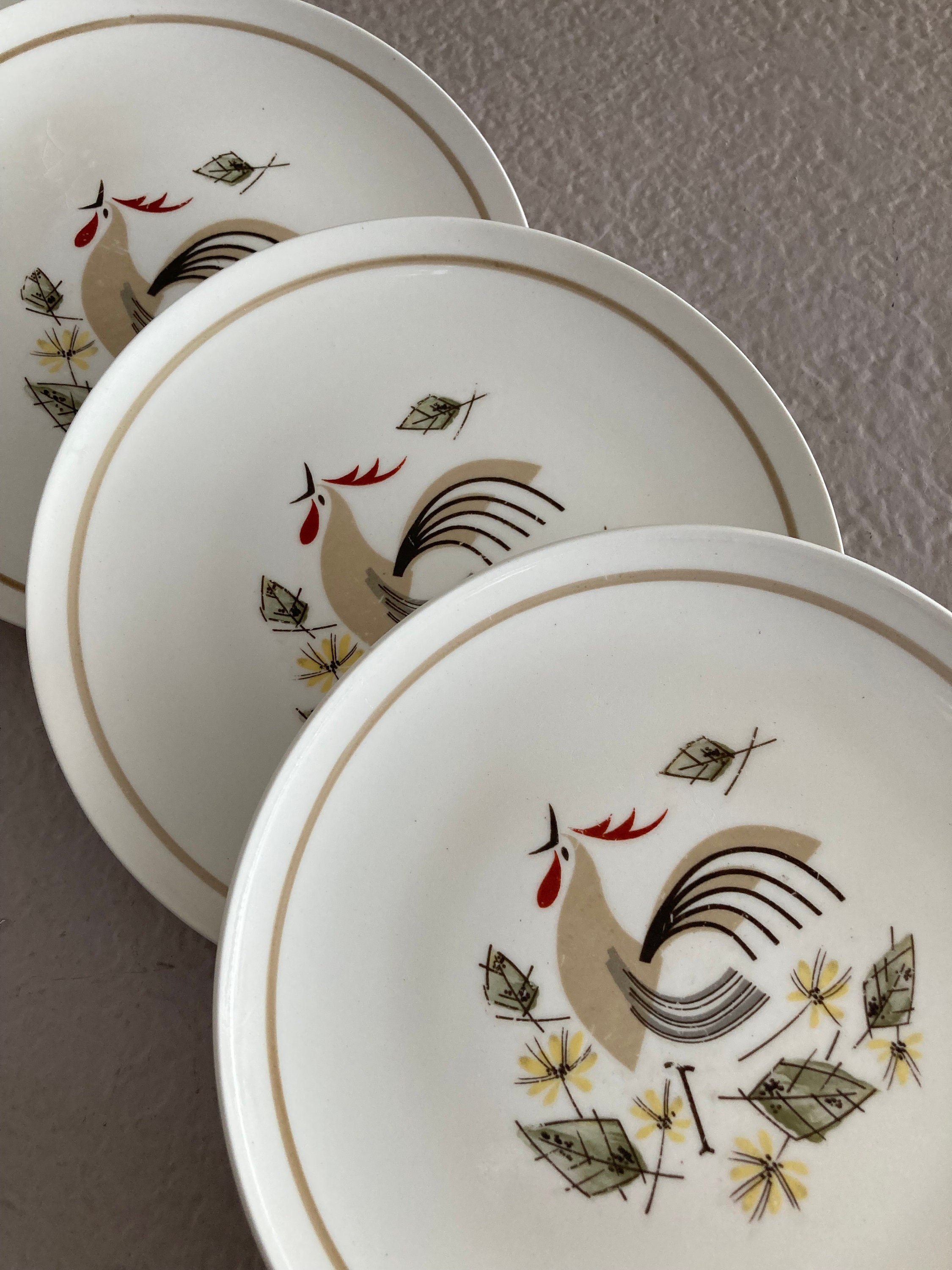 MCM Kasuga Earthen Ware Sm Rooster Plates (4) - Etsy
