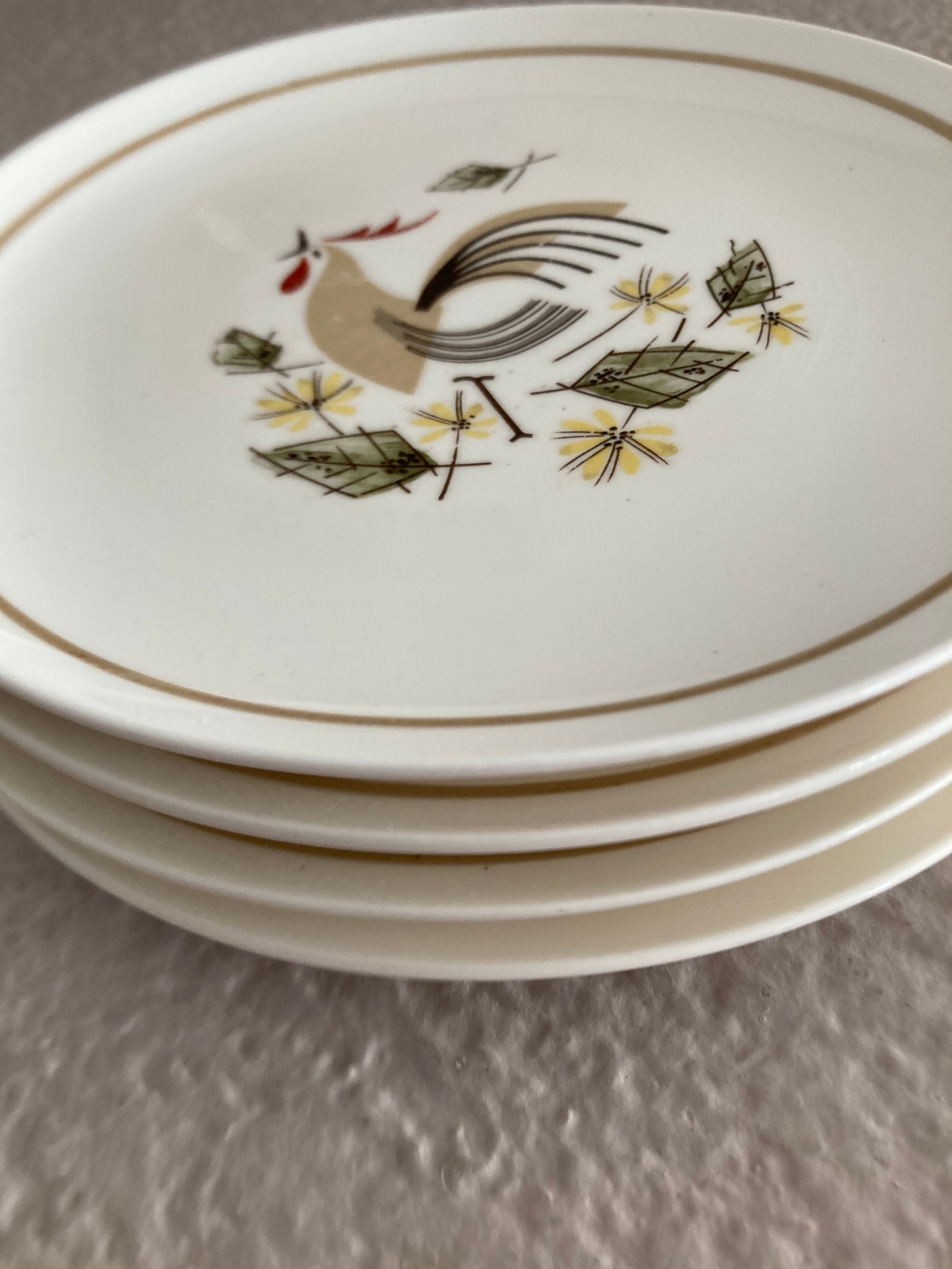 MCM Kasuga Earthen Ware Sm Rooster Plates (4) - Etsy