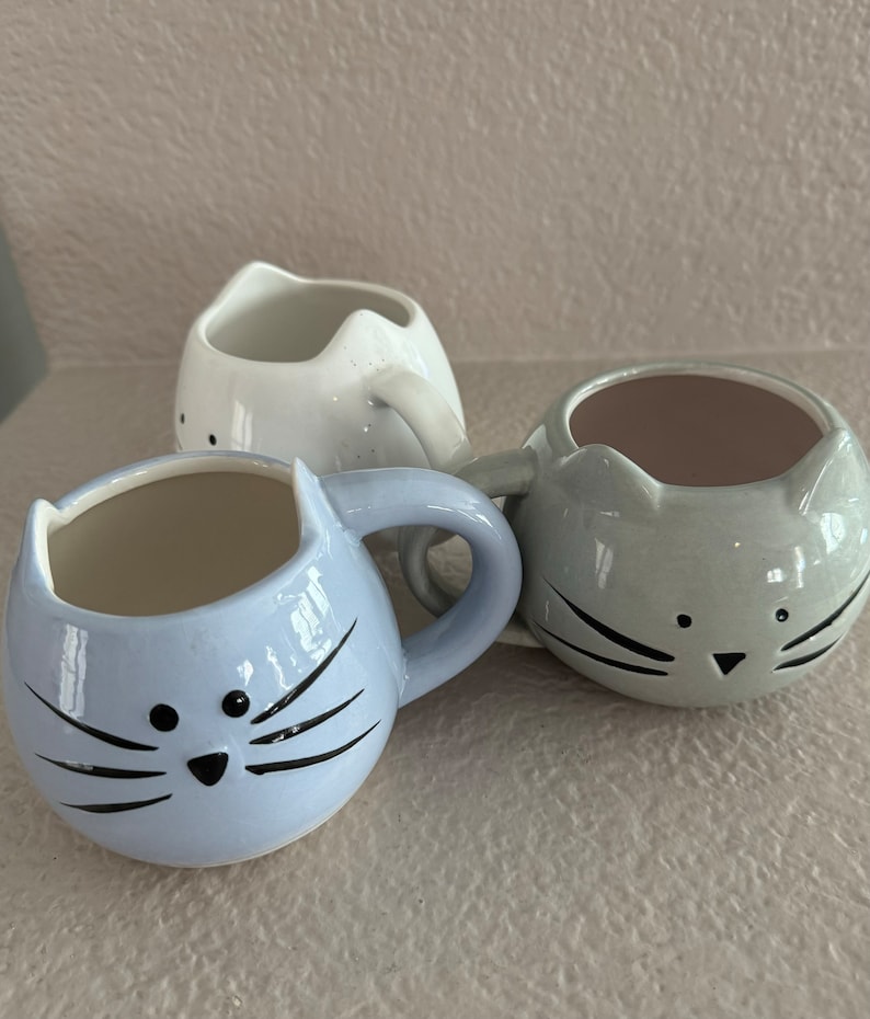 Adorable Cat Face Mug Trio - Etsy