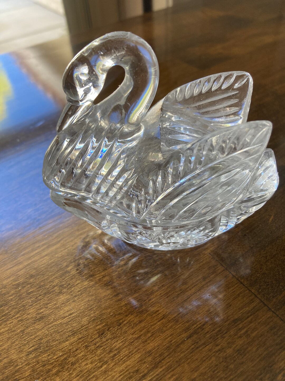 Vintage Pressed Glass Swan Trinket Dish - Etsy