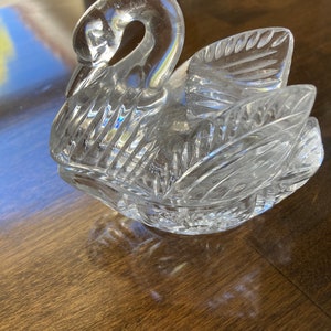 Vintage Pressed Glass Swan Trinket Dish - Etsy
