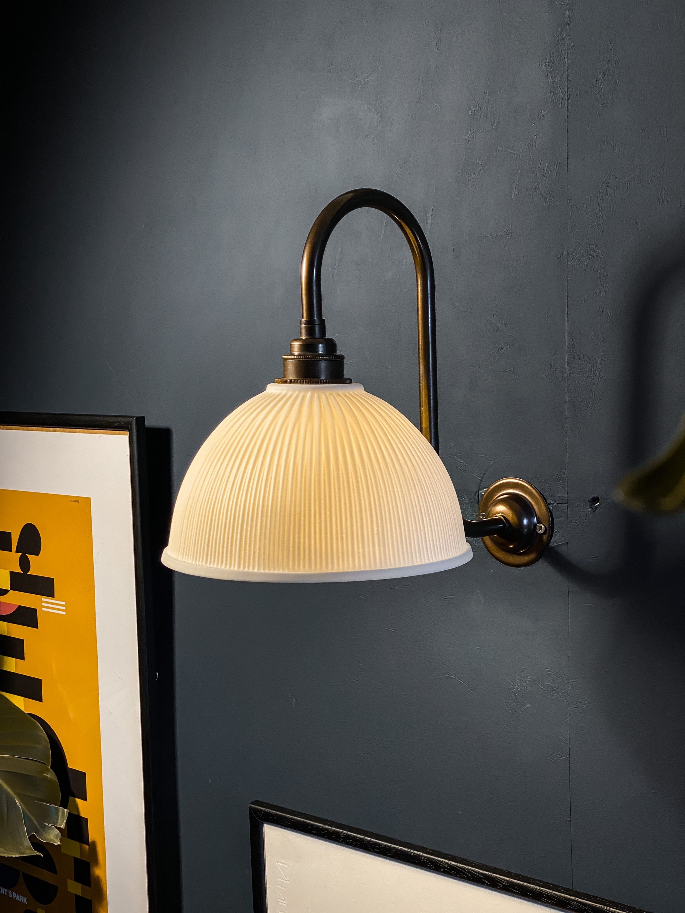 Prismatic Porcelain Wall Light Long Swan Neck Fixture | Etsy