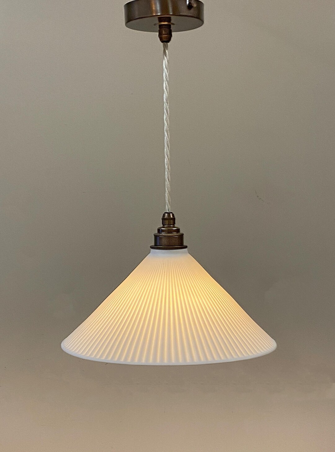 Pleated Coolie Porcelain Pendant Light - Handmade Ceramic Translucent ...