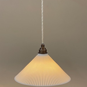Pleated Coolie Porcelain Pendant Light - Handmade Ceramic Translucent ...
