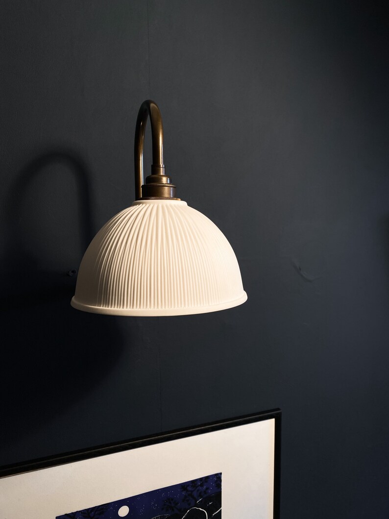 Prismatic Porcelain Wall Light Long Swan Neck Fixture | Etsy