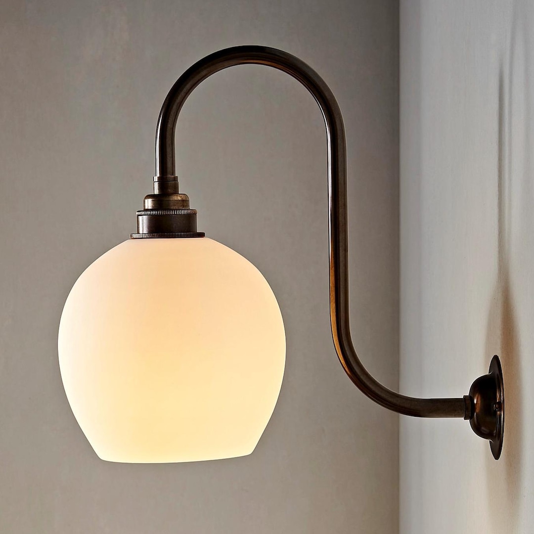 Porcelain Wall Light - Long Swan Neck - Handmade Translucent Warm ...