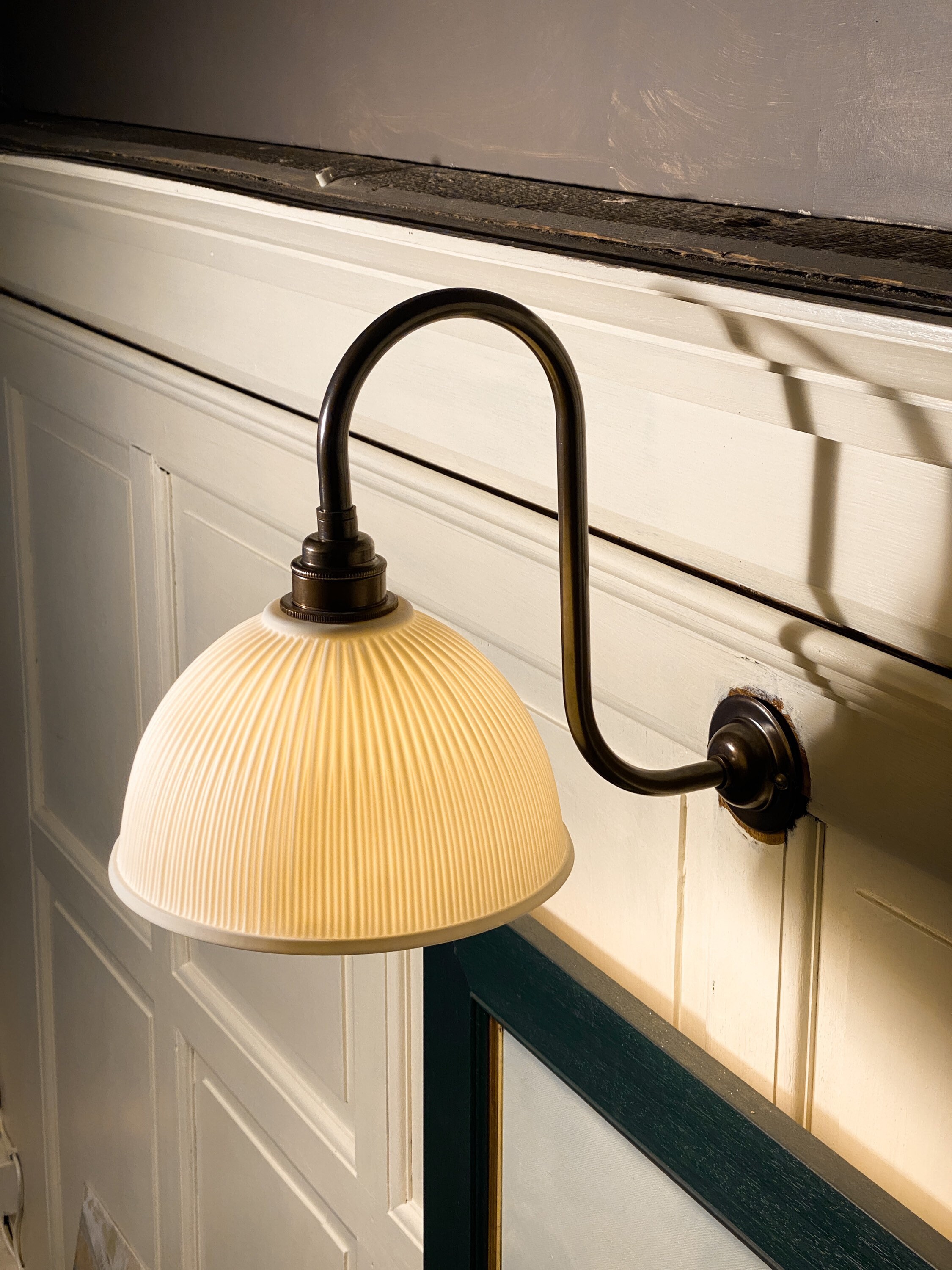 Prismatic Porcelain Wall Light Long Swan Neck Fixture | Etsy