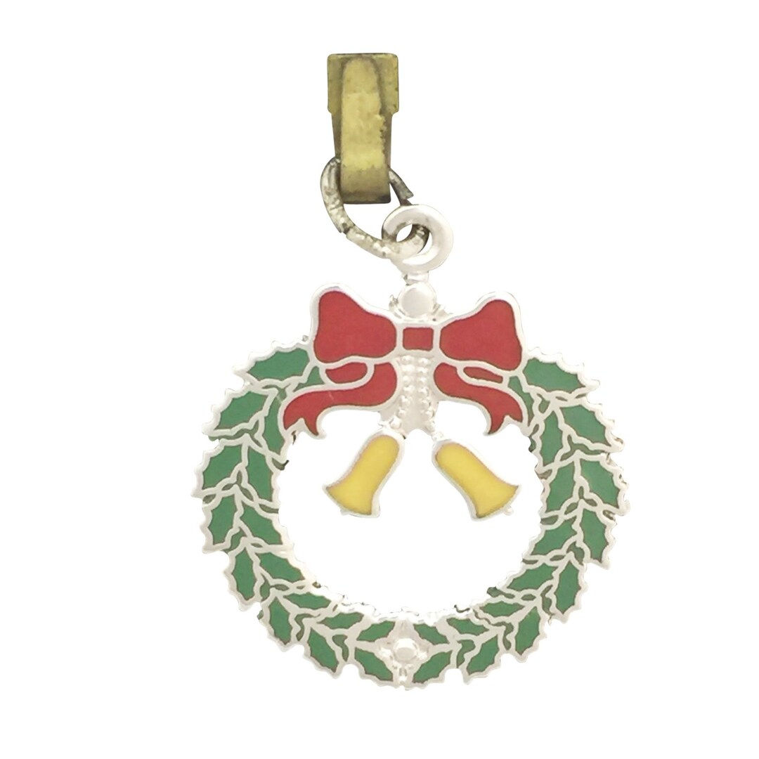 Sterling Silver and Enamel Christmas Wreath Charm - Etsy