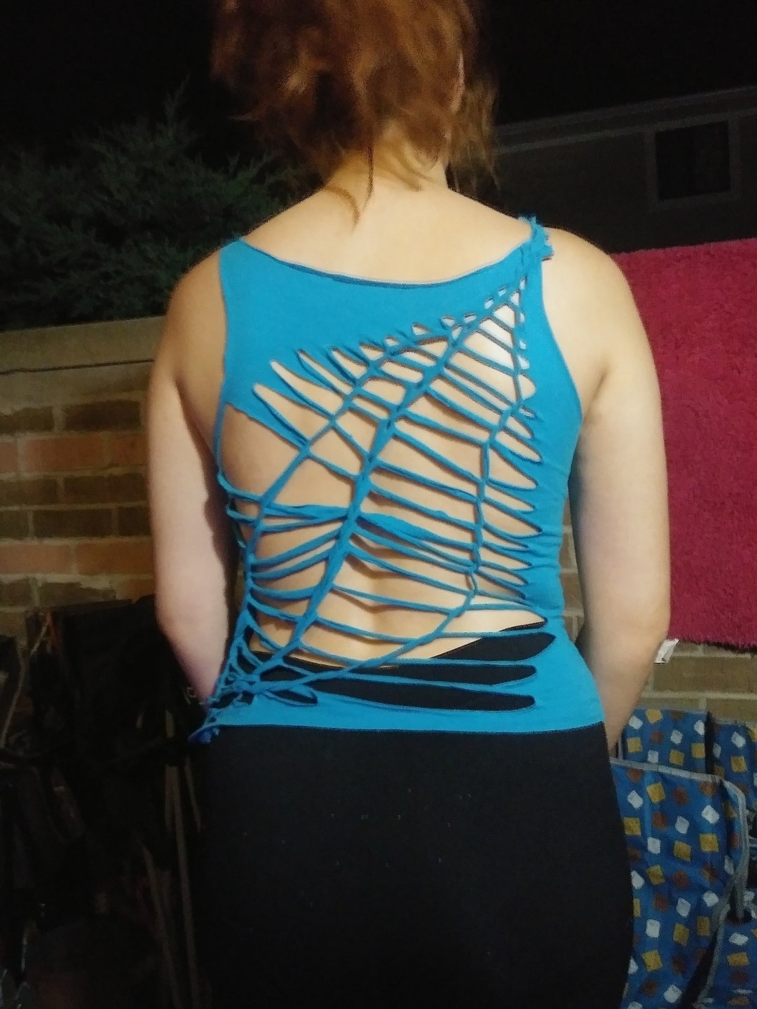 Blue Backless Sliced Spacey Star Graphic Sleeveless Top - Etsy