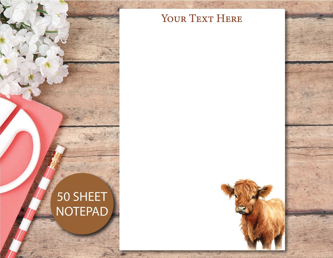 Personalized HIGHLAND COW Notepad, Custom Notepad, Personalized ...