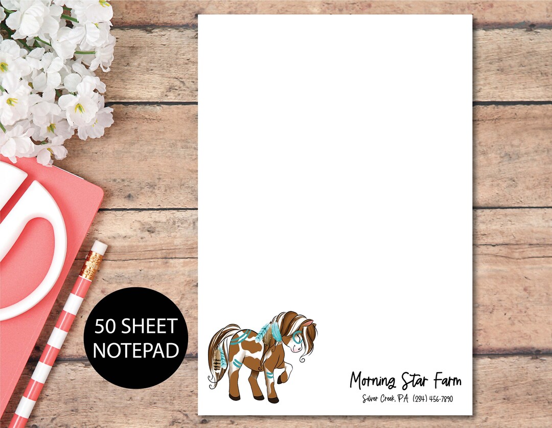 Personalized Native PAINT PONY Notepad, Personalized Stationery, 5 X 7 ...