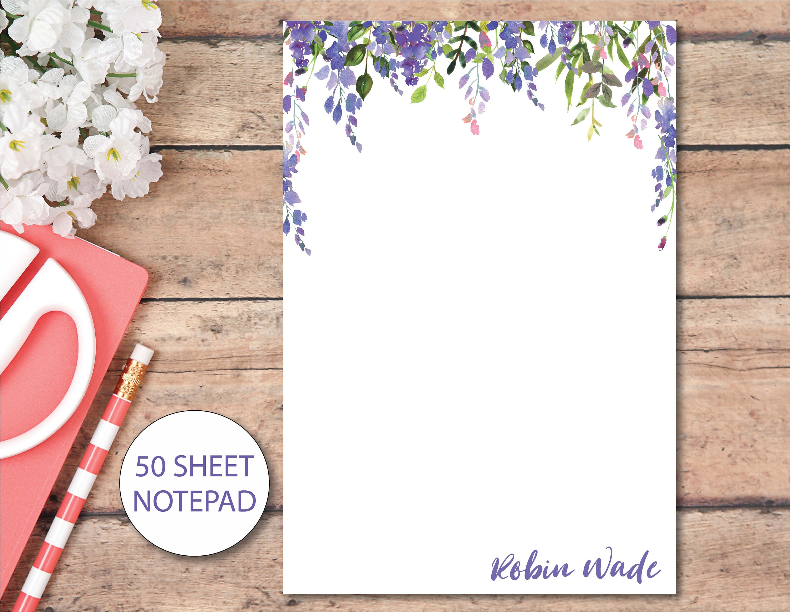 Personalized PURPLE FLORAL Frame Notepad Customized - Etsy