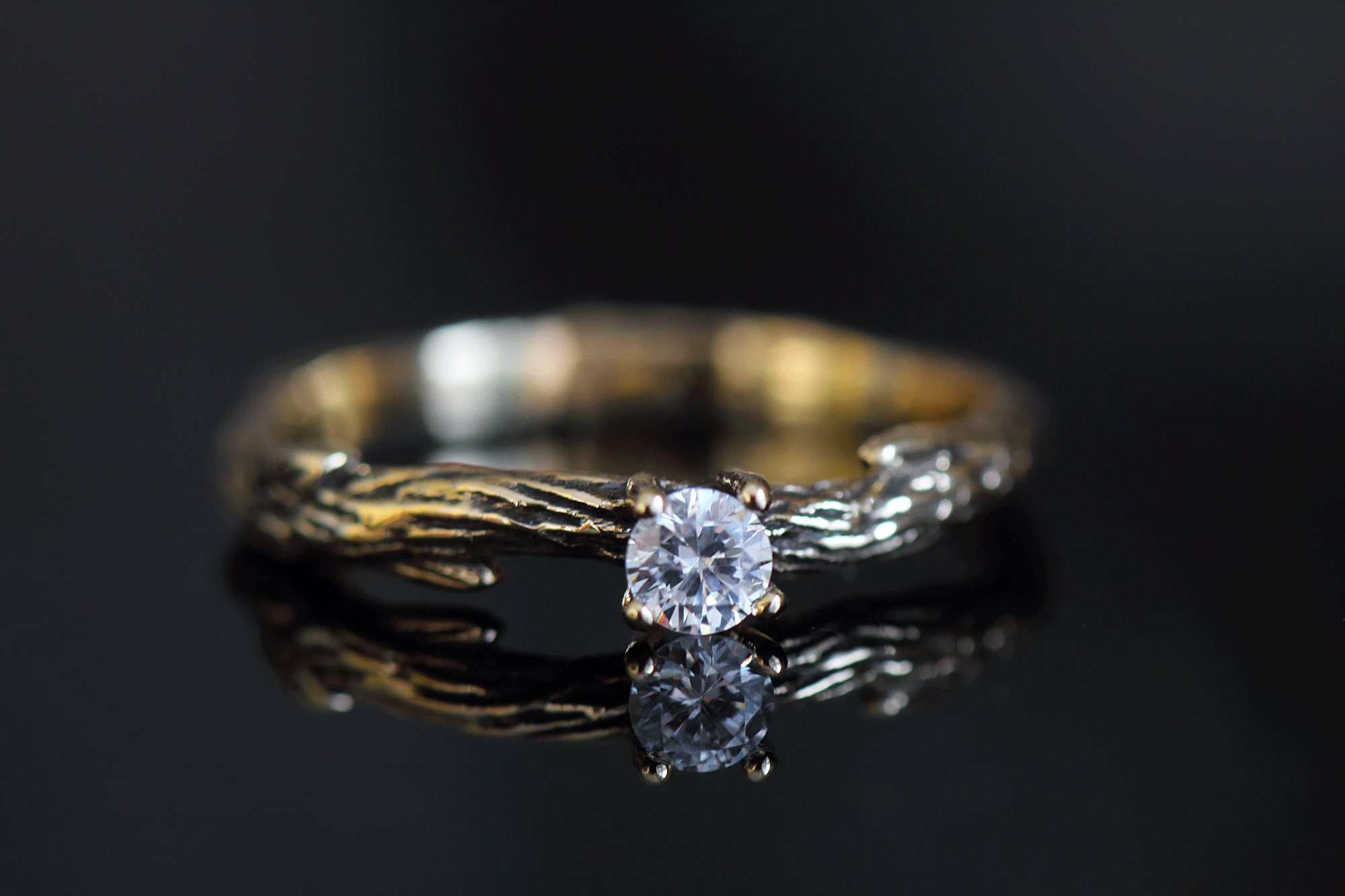 Diamond Wedding Tree Twig Ring Gold Silver Twig Ring - Etsy