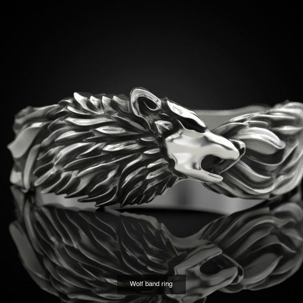 Wolf Wedding Band - Etsy