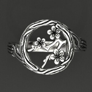 Sakura Tree Ring, Cherry Blossom, Silver or 14k/18k Gold, Nature Ring ...