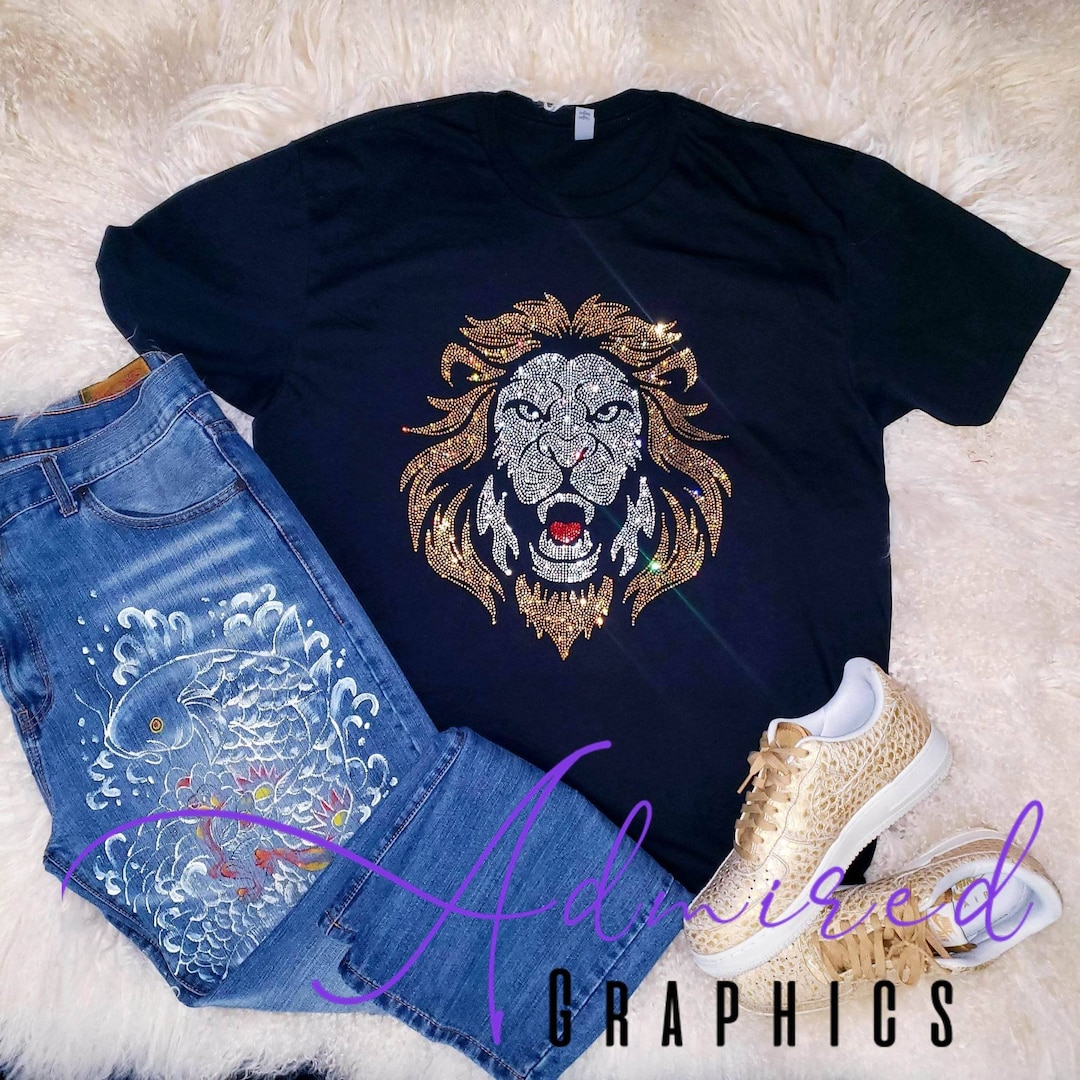 Lion Sparkle Tee, Leo Sparkle Tee Crystal Tee - Etsy