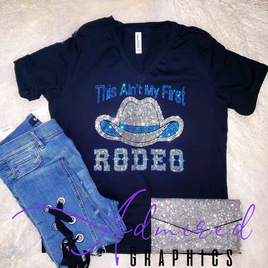 Rodeo Tee, Crystallized Rodeo Tee, Cowgirl Tee, Rhinestone Tee - Etsy