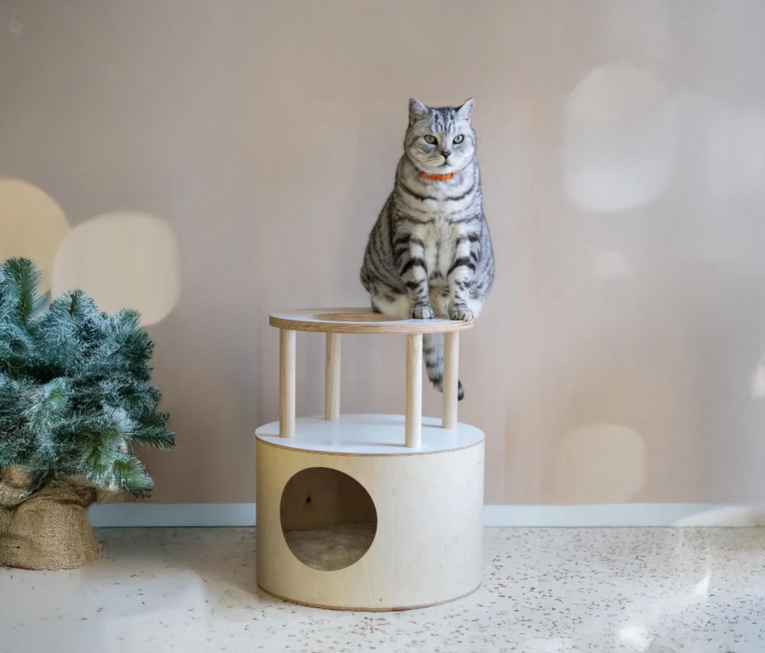 Wooden Cat Side Table, Modern Cat House, Cat Bed, Cat Cave, Cat Condo ...
