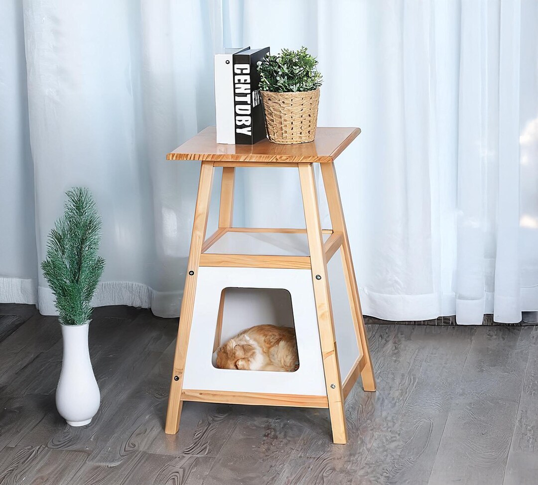 Multi Function Wooden Cat House, Indoor Cat Bed, Cat Furniture, Cat ...