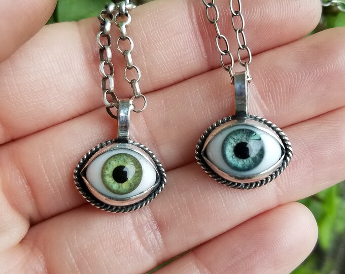 Simple Sterling Silver Glass Eye Necklace choose Your Own Handmade ...