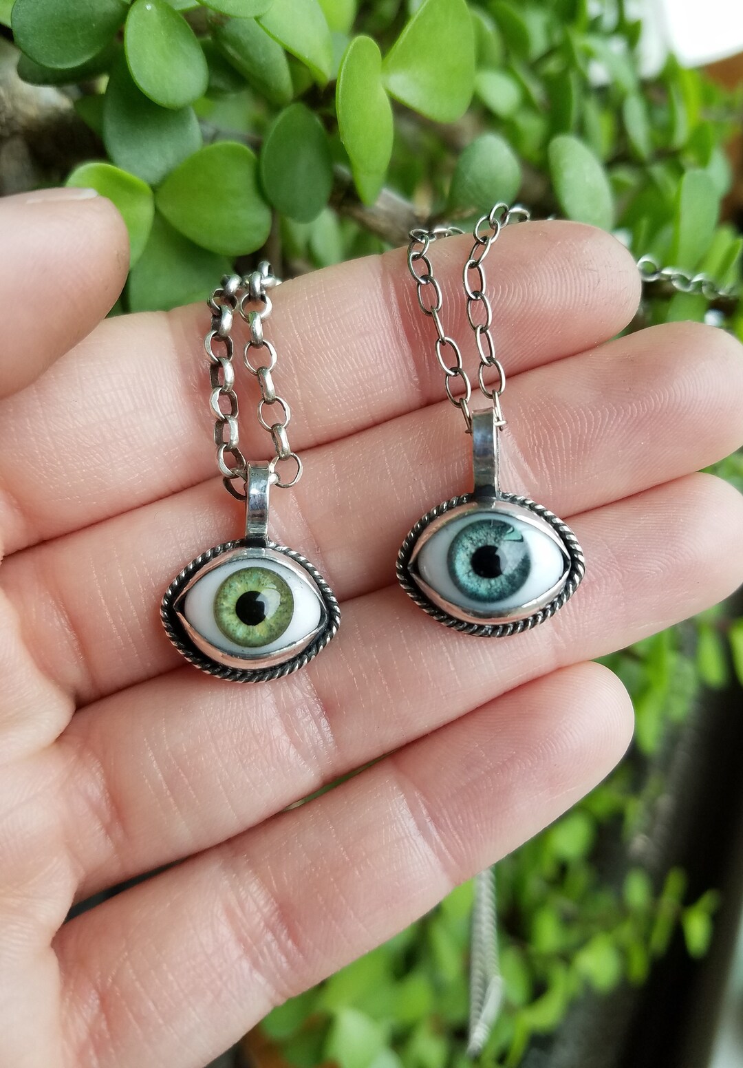 Simple Sterling Silver Glass Eye Necklace choose Your Own - Etsy